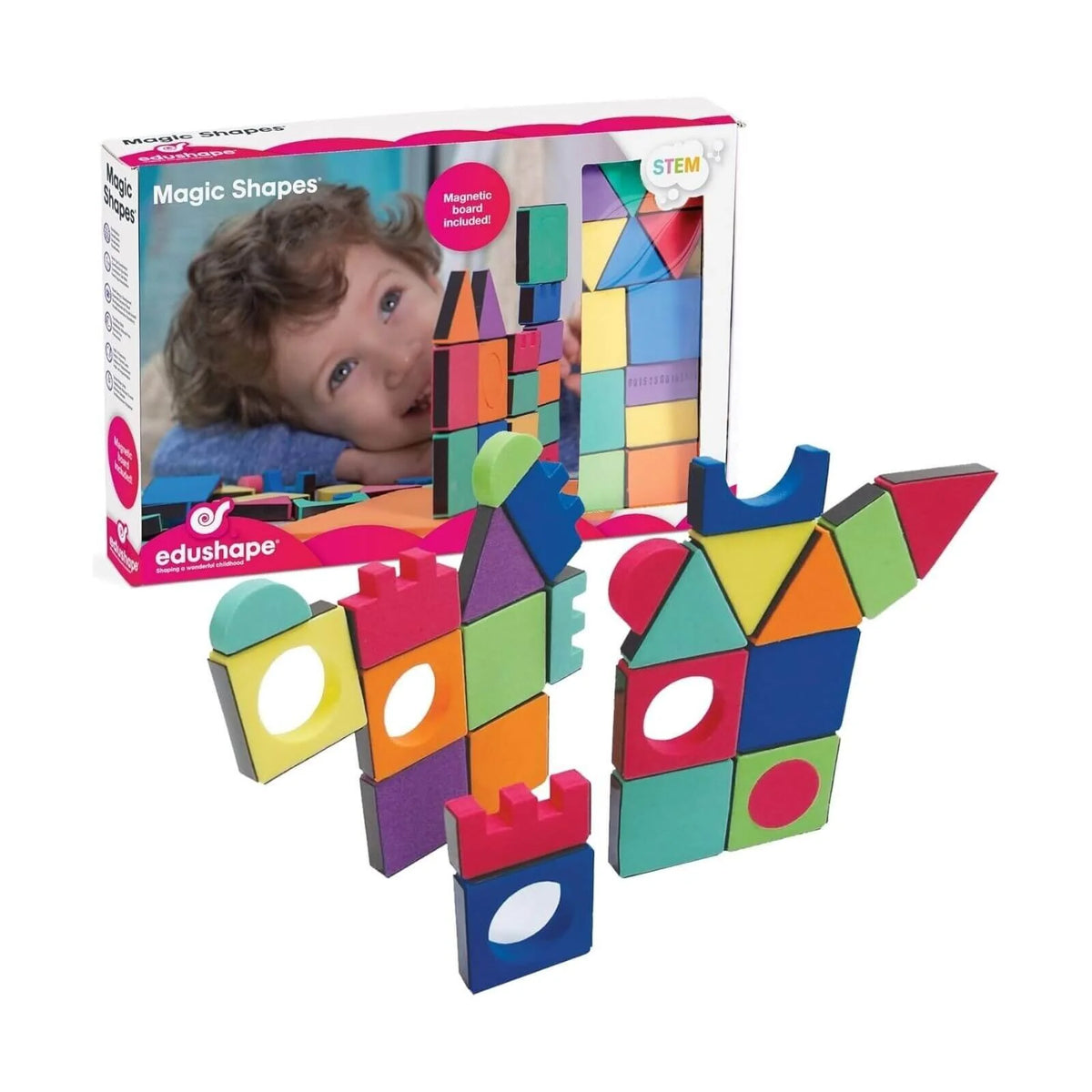 Edushape Magnetic Shapes with Board, 54 pcs for Kids | ebebek